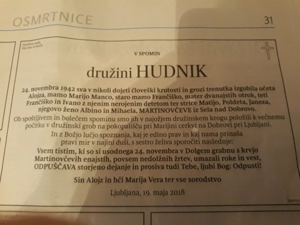 Turnšku se je “odpeljalo”: Družino Hudnik, ki so jo pobili partizani ...
