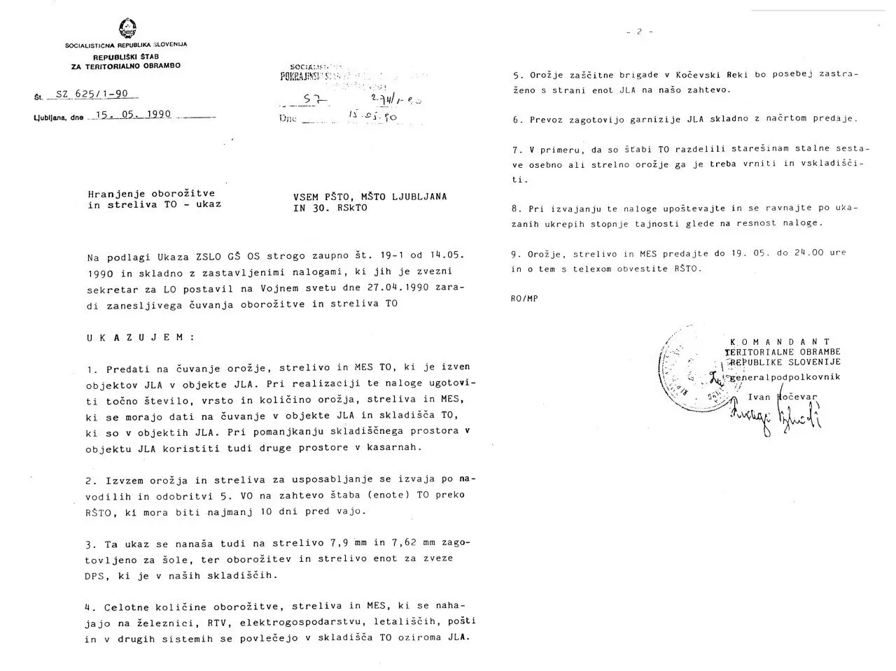 Z Demosovo vlado je partijski vrh izdal tudi ukaz o razorožitvi ...