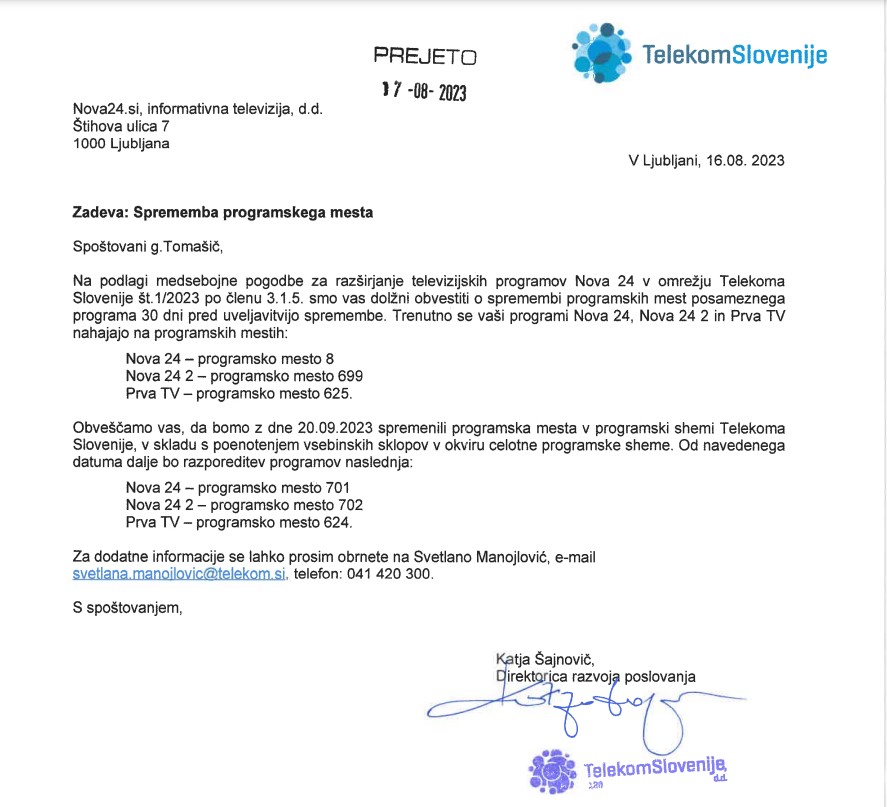 Telekom, Nova24TV | Nova24TV