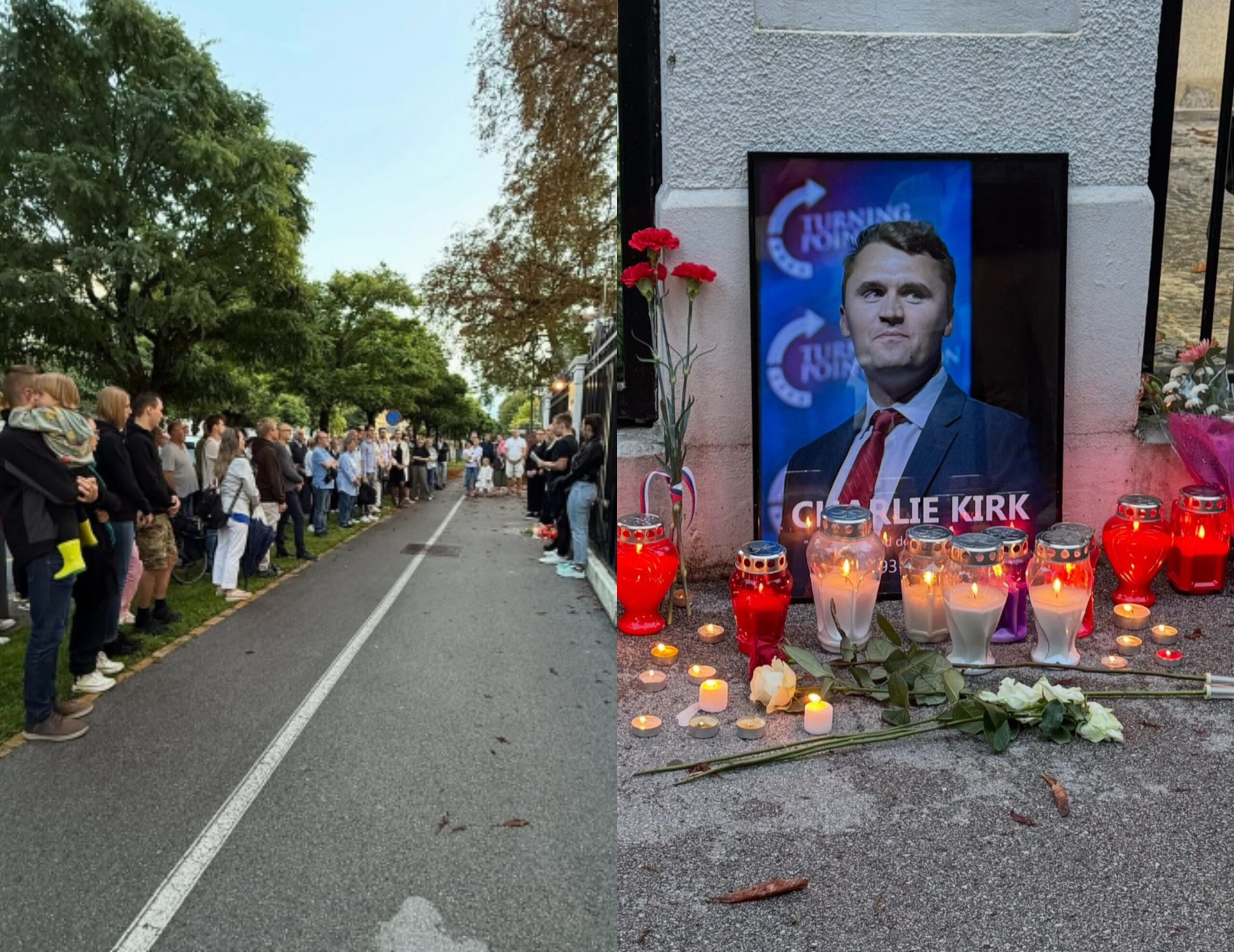 Pred ameriškim veleposlaništvom v Ljubljani so se s prižigom sveč ...